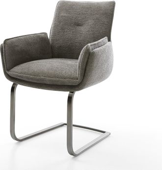 DELIFE Freischwinger Nela-Flex Boucl&eacute; Soft Schlamm Freischwinger flach Graphit, Esszimmerst&uuml;hle