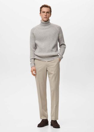 Mango Pull col montant en laine m&eacute;lang&eacute;e beige - Homme - XXL - MANGO MAN