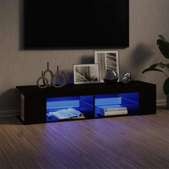 vidaXL Meuble TV avec lumi&egrave;res LED noir 135x39x30 cm vidaXL