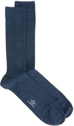 Au Printemps Paris Chaussettes hautes c&ocirc;tel&eacute;es en laine m&eacute;rinos m&eacute;lang&eacute;e