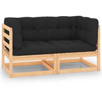 vidaXL Canap&eacute;s dangle de jardin avec coussins 2 pcs Pin massif
