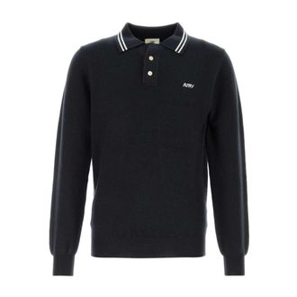 Autry Gestricktes Poloshirt mit gestreiftem Kragen - - Tops - Herren - Schwarzk - L