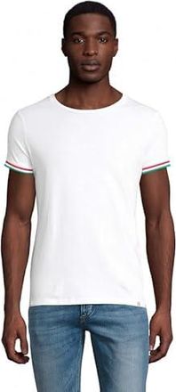 SOLS Rainbow Men - Tee Shirt Homme avec Les Bas de Manches tricolores - Blanc/Vert Prairie - S