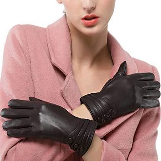 Nappaglo Gants dhiver en cuir pour femme avec &eacute;cran tactile en peau dagneau - Marron - XX-Large