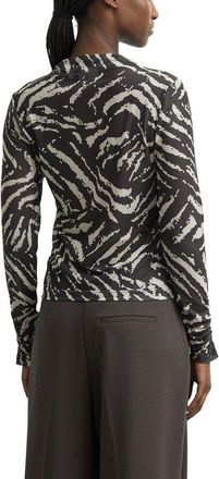 Comma Langarmshirt aus Mesh und mit grafischem Muster