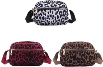 Generic Sac &agrave; bandouli&egrave;re l&eacute;opard en faux daim avec fermeture &eacute;clair pour appareil photo pour femme (noir)