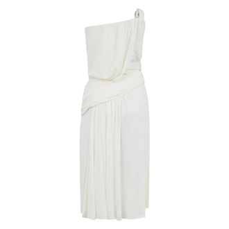 Alberta Ferretti Asymmetrisches Kleid mit freiliegender Schulter - - Dresses - Damen - Wei&szlig; - S
