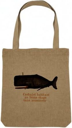 Fabulous Sac Shopping Tote Bag Aspect Lin - Cachalot Du 5&egrave;me Etages Planches Biologie Illustration - Sac de Courses Toile Epaisse 360g Beige Naturel Cabas Port