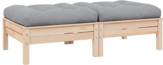vidaXL Canapé 2 places de jardin et coussins gris Bois de pin solide Vidaxl