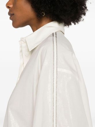 PESERICO Womens Beaded Trim-Detail Taffeta Shirt Ss24 W