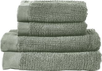 Zone Denmark Classic Handtuch Set Baumwolle, 2 x Handtuch 50x100 cm und 2 x Badetuch 70x140 cm, 100% Oeko-Tex Zertifizierte Baumwolle, 4er-Set, Matcha Grün
