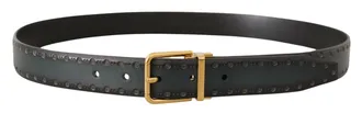 Dolce & Gabbana Mens Green Perforated Leather Brass Metal Belt