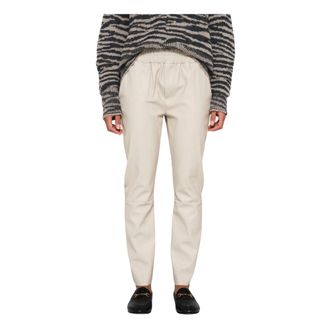 10 Days Cropped Jogger Hose mit Lederlook - - Trousers - Damen - Beige - S