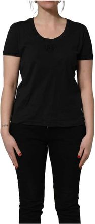 Dolce & Gabbana Femme, Tops, Noir, Taille: 42 FR T-shirt &agrave; Manches Courtes et Col Rond