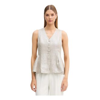 Joseph Ribkoff Peplum-Weste aus Leinen mit Folien-Finish - - Suits - Damen - Beige - L
