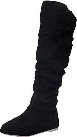 Generic Knotted Casual Fashion Ladies Boots Flat Long Women Knee High Shoes Women Boots Knee High Leather Boots for Women Flat, Noir, 38.5 EU