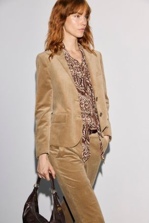 Gerard Darel Veste en velours c&ocirc;tel&eacute; - JELANI - Paille