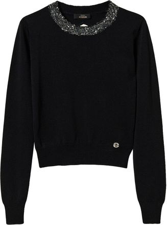 Twin-Set Pullover mit Paillettenverzierung - Schwarz