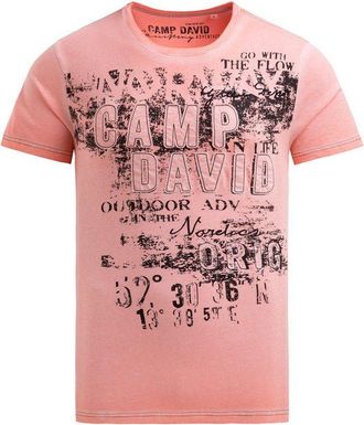 Camp David Rundhalsshirt mit Kontrastn&auml;hten