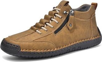 Generic Chaussures Chukka décontractées en cuir pour homme, faites à la main, fermeture éclair latérale, mocassins légers pour la marche, la conduite, jaune, 