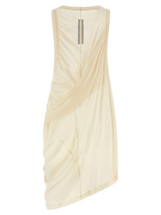 Rick Owens Semi-Transparent Draped Cotton Jersey Tank Top - Cream