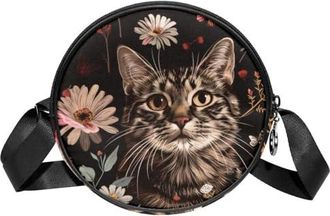 Generic Petit sac &agrave; bandouli&egrave;re circulaire pour femme, petit sac &agrave; bandouli&egrave;re avec fermeture &eacute;clair et bretelles r&eacute;glables style d&eacute;contract&eacute; pour femmes et f