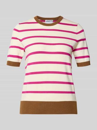 Jake*s Casual Strickshirt aus Viskose-Mix mit Rundhalsausschnitt