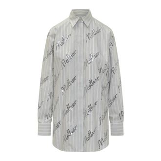 Stella McCartney Gestreiftes- lang&auml;rmeliges Hemd mit Paillettenmuster - - Blouses & Shirts - Damen - Blau - XS