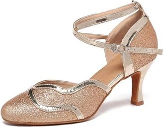 Minitoo Femme Chaussures Danse Latine Bout Fermé Briller Fete Soiree Prom Escarpins QJ7110 Or EU 35.5