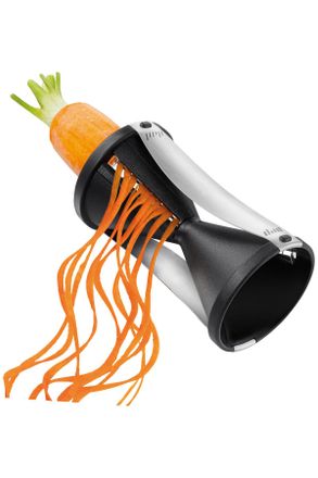 GEFU Spiralschneider Spirelli, Schwarz, Edelstahl, Metall, Kunststoff, Kochen, K&uuml;chenhelfer, Obst- & Gem&uuml;seschneider