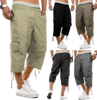 Generic Short de randonnée long pour homme - Short cargo décontracté 3/4 - Pantalon de combat ample - Pantalon 3/4 - Pantalon de travail en plein air - Léger 