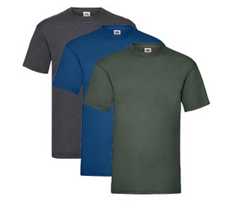 Fruit Of The Loom Valueweight T-Shirt Diverse Farbsets S M L XL XXL 3XL 4XL 5XL (3XL, 1x Dark Heather + 1x Navy + 1x Flaschengr&uuml;n + 1HL Kauf Notizblock)