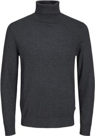Jack & Jones JJEEMIL Knit Roll Neck Noos Pull &agrave; col roul&eacute;, Gris (Dark Grey Melange Dark Grey Melange), Large Homme