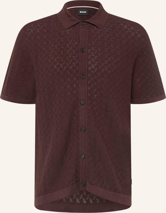 HUGO BOSS Strickhemd Nappo Comfort Fit braun