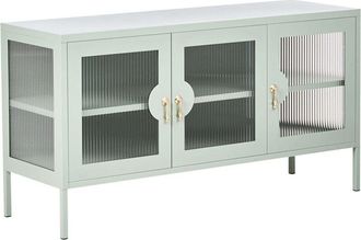 Beliani Sideboard mit 3 T&uuml;ren GLEORA Metall Mintgr&uuml;n