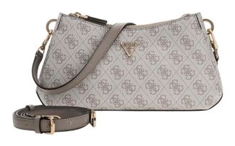 Guess Schultertasche Umh&auml;ngetasche Noelle II Tri Compartment Shoulder Crossbody Bag Dark Taupe Logo creme