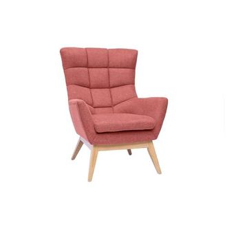 Miliboo Fauteuil scandinave en Tissu Effet Velours textur&eacute; Terracotta et Bois Clair Brody