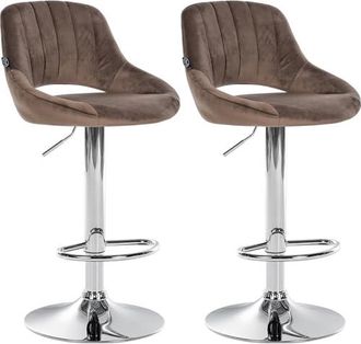 Clp Lot de 2 tabourets de Bar Milet recouverts de Velours I Chaise de Bar pivotante avec Dossier et Repose-Pieds, Couleur:Marron, Mat&eacute;riel du Cadre:M&eacute;tal 