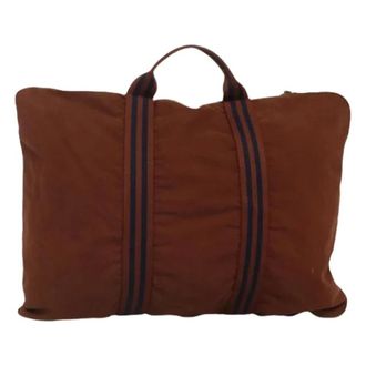 Herm&egrave;s Sac Week-end Vintage en Toile Pre-owned - Femme - Pre-owned - Brun - Taille: ONE Size