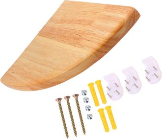 Hemobllo Eckregal aus Gummibaumholz F&auml;cherf&ouml;rmiges Schwebendes Wandregal Kleines Holzregal f&uuml;r K&uuml;che und Bad Rustikaler Landhausstil mit Montagezubeh&ouml;r