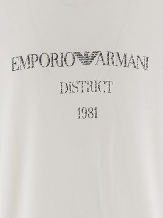 Emporio Armani Mens Cotton T-Shirt With Logo White T-Shirts And Polos