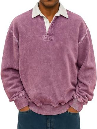 Generic Polo classique extensible et l&eacute;ger &agrave; coupe classique pour homme, doux et confortable, coupe classique, rose, XXL