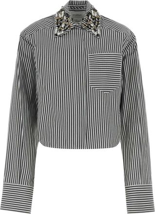 Sportmax Femme, Blouses et Chemises, Noir, Taille: 40 FR Chemise Quagga en popeline brod&eacute;e