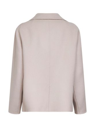 Max Mara Womens Beige Double-Breasted Pea-Style Jacket Virgin Wool Coat