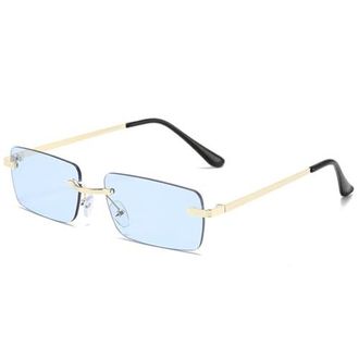 Generic Lunettes De Soleil D&eacute;coratives En M&eacute;tal &Agrave; Petite Monture For Hommes Et Femmes, Id&eacute;ales For Les Vacances Plein Air Ou D&eacute;placements(Blue)