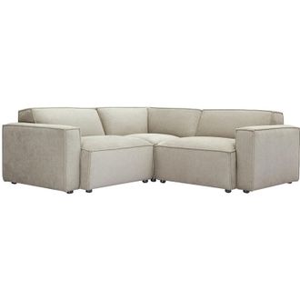 Miliboo Ecksofa modulierbar 3 Pl&auml;tze in Stoff mit strukturiertem Beige Samteffekt SPLIT
