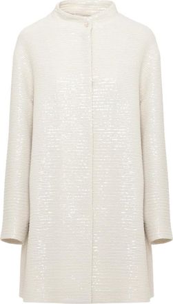Herno Femme, Manteaux, Beige, Taille: 40 FR Manteau &agrave; Sequins Col Rond