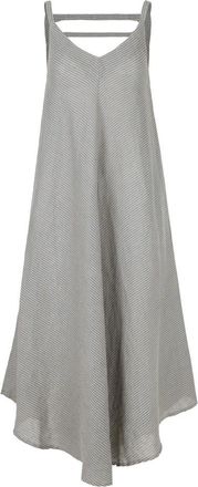 Bomboogie Femme, Robes, Gris, Taille: 38 FR Robe en lin ray&eacute;