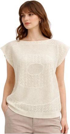 Liviana Conti Femme, Pulls, Beige, Taille: 42 FR Pull en coton perfor&eacute;