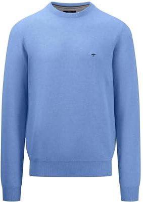 Fynch-Hatton Pull décontracté en maille structurée et 100 % coton fin, Bleu transparent, M
